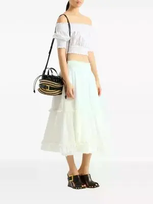 Balmain Mini Bag In Smooth Leather And Raffia
