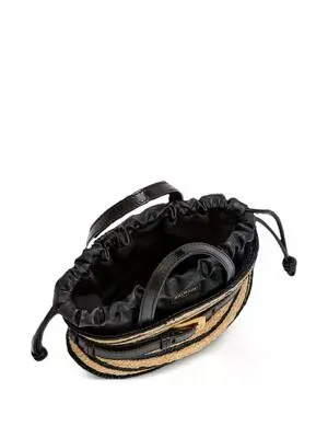 Balmain Mini Bag In Smooth Leather And Raffia