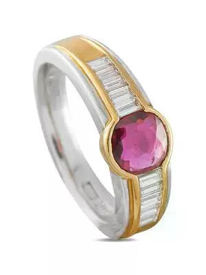 LB EXCLUSIVE Ruby And Diamond Ring In 18k Yellow Gold And Platinum