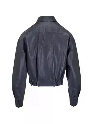 ODEEH Pleated Leather Jacket