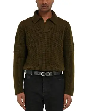 FERRAGAMO Oversized Double Gancini Reversible Leather Belt