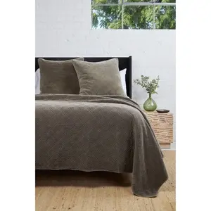 POM POM AT HOME Brussels Velvet Quilted Oversized Euro Sham - Pewter