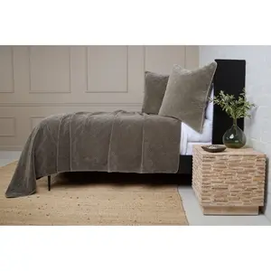 POM POM AT HOME Brussels Velvet Quilted Oversized Euro Sham - Pewter