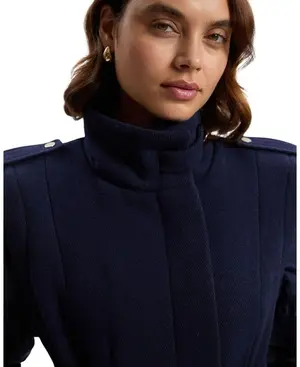 Karen Millen Wool High Neck Puffer Belted Midi Coat