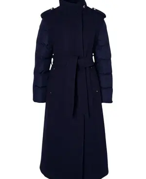 Karen Millen Wool High Neck Puffer Belted Midi Coat