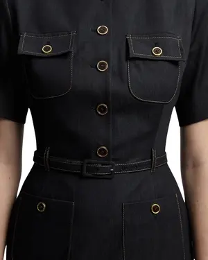 Karen Millen Tailored Denim Belted Midi Dress