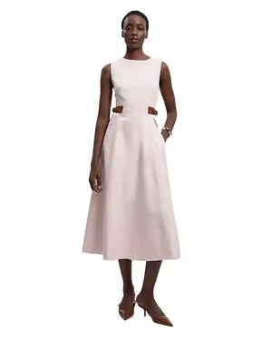 Karen Millen Petite Tailored Linen Full Midi Dress