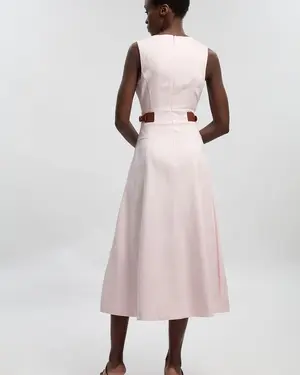 Karen Millen Petite Tailored Linen Full Midi Dress