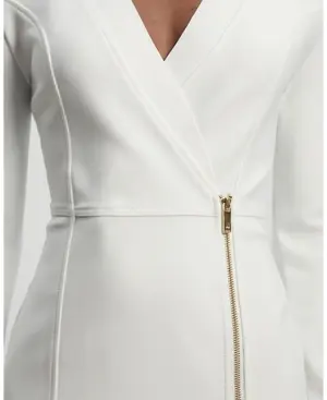 Karen Millen White Bandage Zip Detail Midi Dress