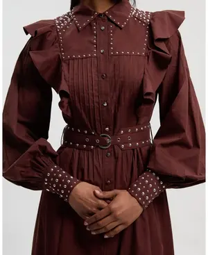 Karen Millen Studded Cotton Maxi Shirt Dress