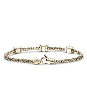 John Hardy 14k Yellow Diamond Pyramid Cluster Stud Woven Link Bracelet