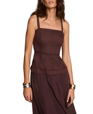 Mint Velvet Ramie Drop Waist Midi Dress