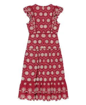 Mint Velvet Cotton Broderie Drop Waist Midi Dress