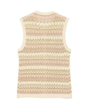 Mint Velvet Striped Knit Waistcoat With Scallop Trim