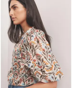 Mint Velvet Allover Floral Ruffle Blouse