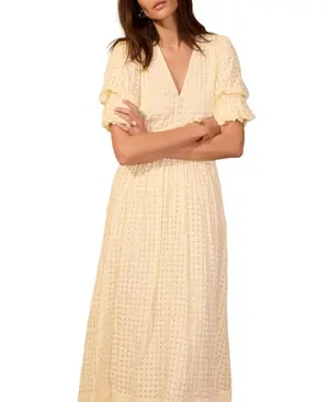 Mint Velvet Seersucker Checked Midi Dress - Yellow