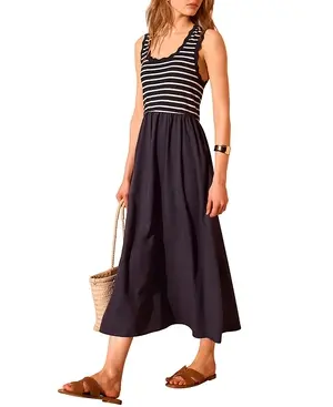Mint Velvet Striped Scallop Trim Midi Dress