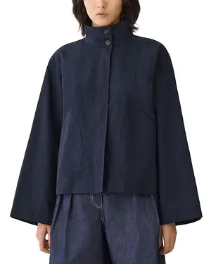 Lafayette 148 New York Funnel Neck Wide Sleeve Jacket - Ink