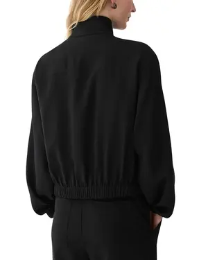 Lafayette 148 New York Silk Blend Funnel Neck Bomber Jacket