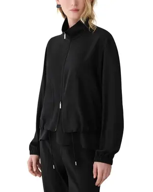 Lafayette 148 New York Silk Blend Funnel Neck Bomber Jacket