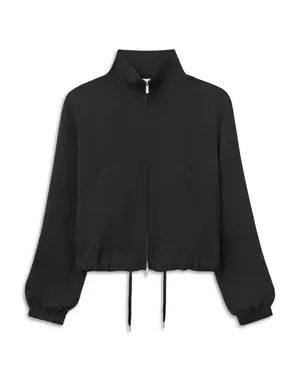 Lafayette 148 New York Silk Blend Funnel Neck Bomber Jacket