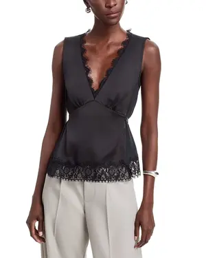 3.1 Phillip Lim Lace Trim Sleeveless Satin Top