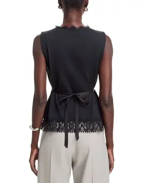 3.1 Phillip Lim Lace Trim Sleeveless Satin Top
