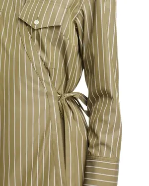 3.1 Phillip Lim Striped Poplin Asymmetrical Wrap Shirt Dress