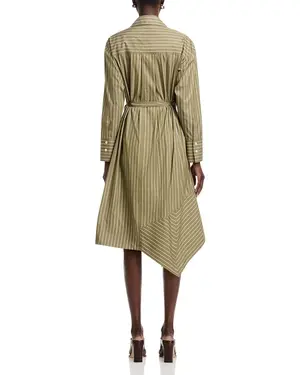 3.1 Phillip Lim Striped Poplin Asymmetrical Wrap Shirt Dress