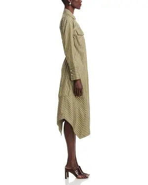 3.1 Phillip Lim Striped Poplin Asymmetrical Wrap Shirt Dress