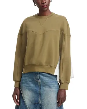 3.1 Phillip Lim French Terry Mixed Media Sweatshirt - Burnt Olive