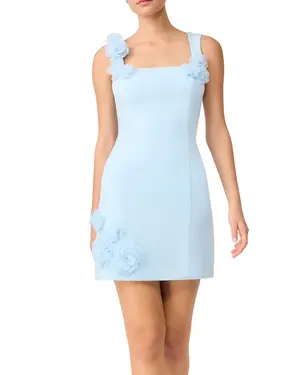 ELLIATT Trompe Mini Dress With Embellished Flowers - Blue