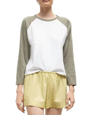 LESET Margo Baseball Tee - White/cypress