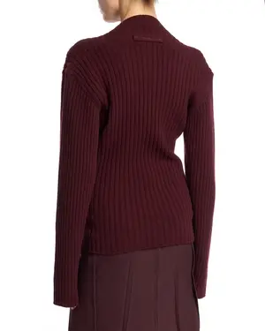 Victoria Beckham Ribbed Merino Wool And Cashmere Jumper - Acai