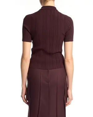 Victoria Beckham Ribbed Zip-up Polo Top - Acai