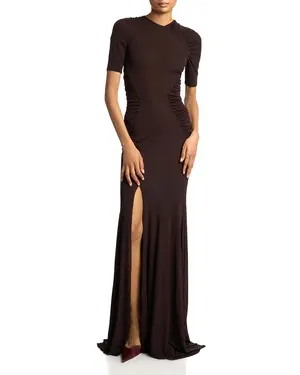 Victoria Beckham Short Sleeve Gathered Gown