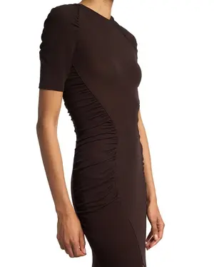 Victoria Beckham Short Sleeve Gathered Gown