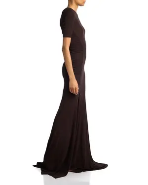 Victoria Beckham Short Sleeve Gathered Gown