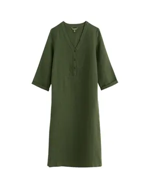 SEASALT CORNWALL Dew Drop Linen Midi Dress - Hosta