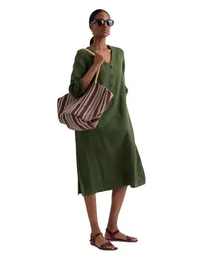 SEASALT CORNWALL Dew Drop Linen Midi Dress - Hosta