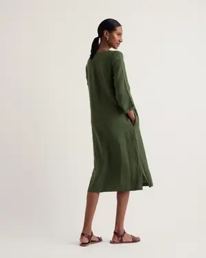 SEASALT CORNWALL Dew Drop Linen Midi Dress - Hosta