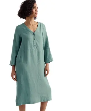 SEASALT CORNWALL Dew Drop Linen Midi Dress - Sardine
