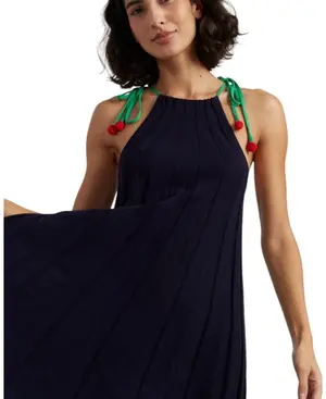 Chinti & Parker Cotton Cherry Tie Strap Swing Dress