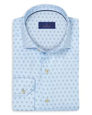 David Donahue Geometric Print Sport Shirt
