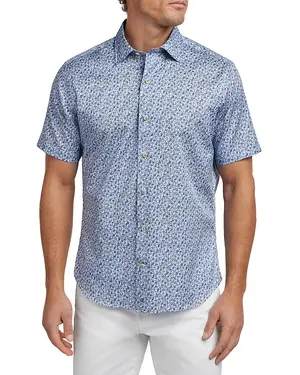 David Donahue Botanical Print Shirt