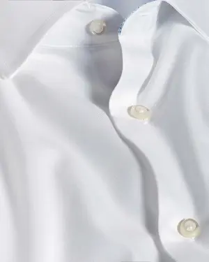 David Donahue Trim Fit Twill Solid Dress Shirt - White