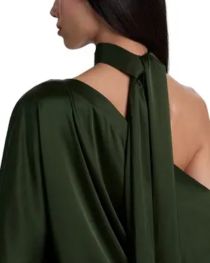 Alice + Olivia Rita Draped Cropped Top - Dark Fern