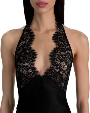 Alice + Olivia Viola Lace Halter Mini Dress