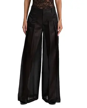 Alice + Olivia Blair High Rise Pleated Wide Leg Pants - Black