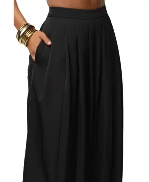 JLUXLABEL Clara Wide Leg Pleated Trousers - Black